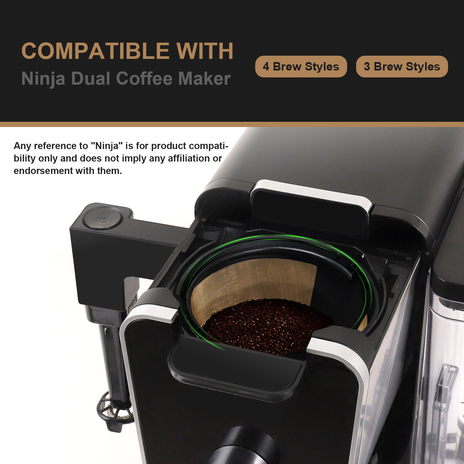 BRIKINTE Reusable Coffee Filter for Ninja Coffee Maker, 4 cone Coffee ...
